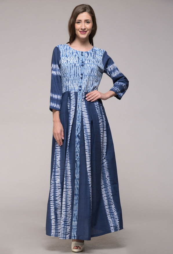Top 30 types of shibori long frock designs you should check out - Baggout